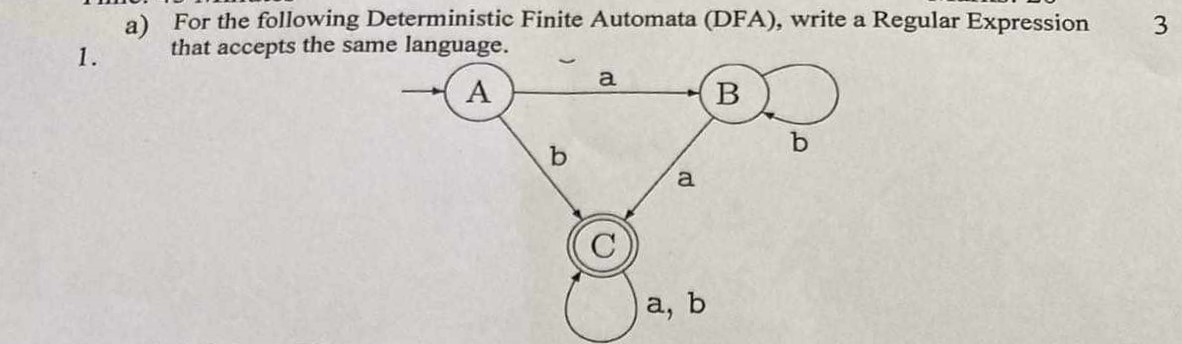 Solved a) For the following Deterministic Finite Automata | Chegg.com
