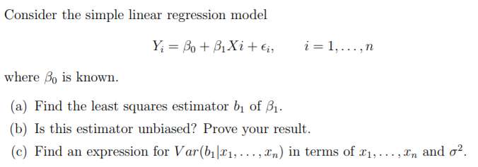 Solved Consider the simple linear regression model where Bo | Chegg.com
