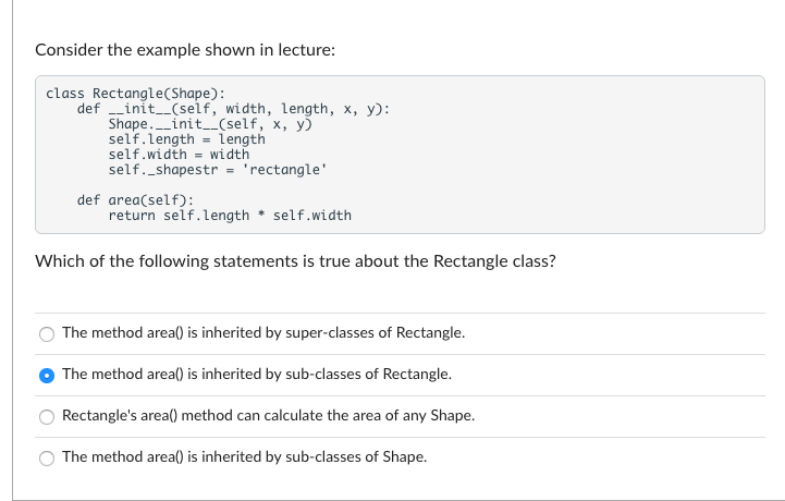 Solved Consider the example shown in lecture: class | Chegg.com