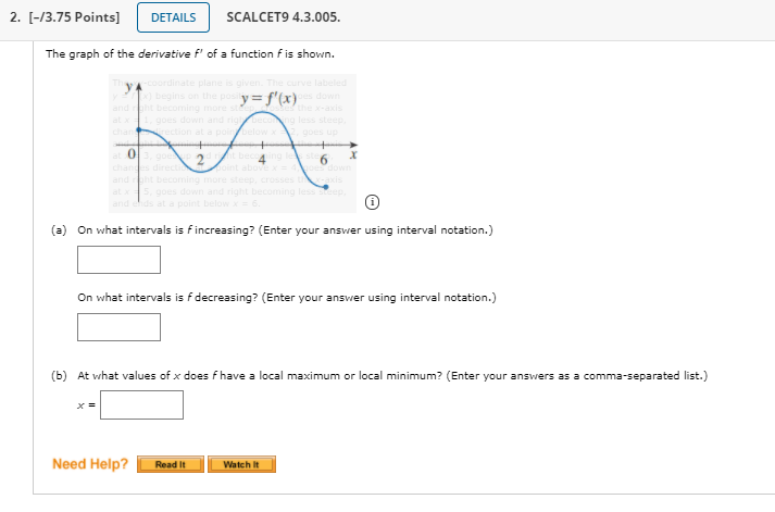 Solved 3. [-/3.75 Points] DETAILS SCALCET9 4.XP.3.008. | Chegg.com
