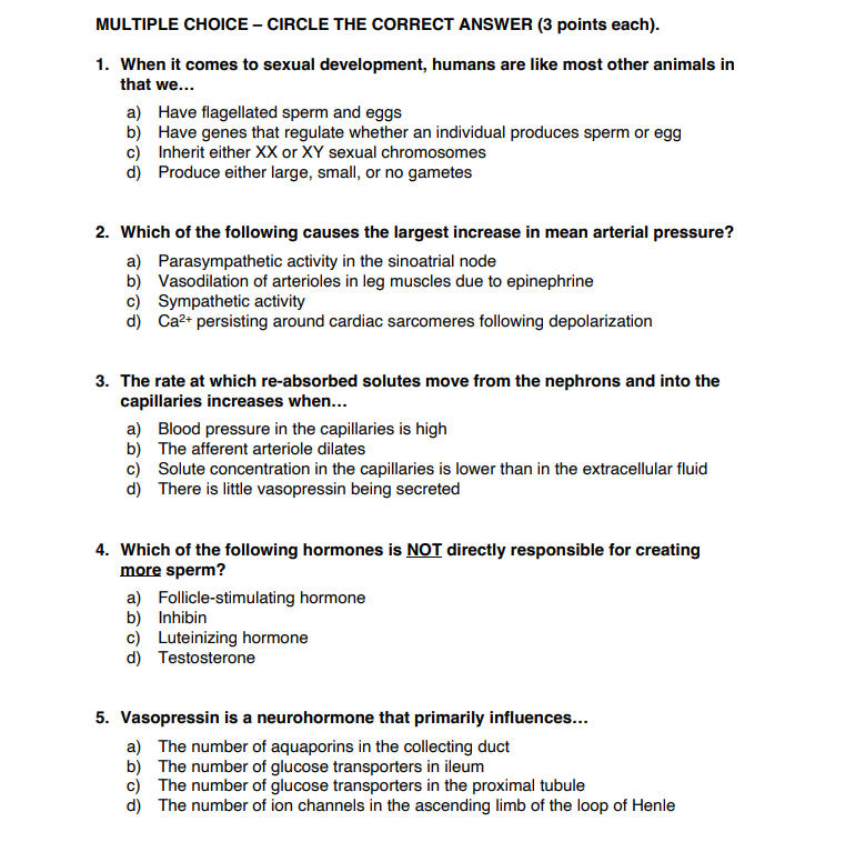 Solved MULTIPLE CHOICE - ﻿CIRCLE THE CORRECT ANSWER (3 | Chegg.com
