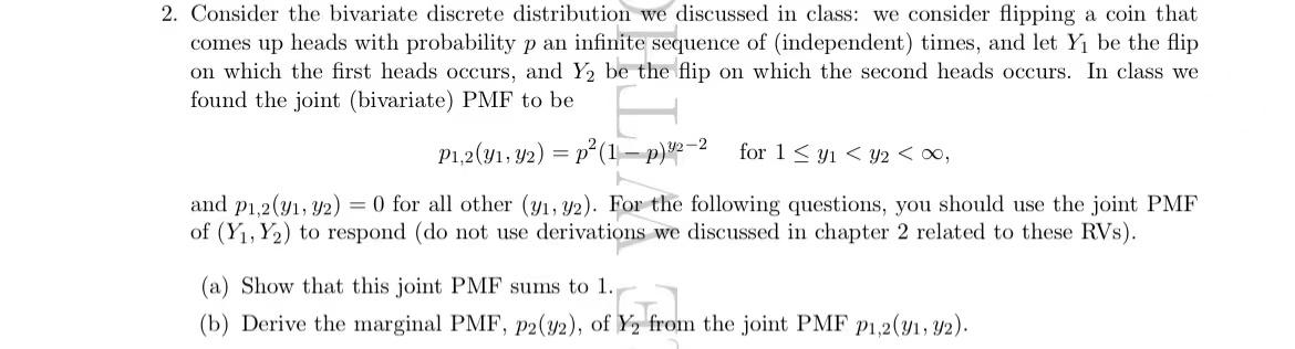 Solved 2. Consider the bivariate discrete distribution we | Chegg.com