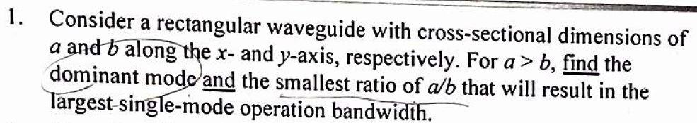 Solved Consider a rectangular waveguide with cross-sectional | Chegg.com