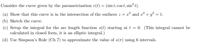 Consider the curve given by the parametrization | Chegg.com