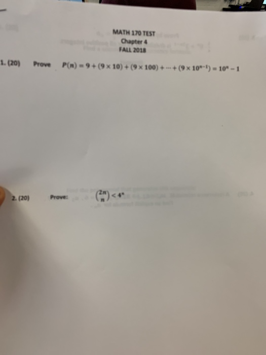 Solved MATH 170 TEST Chapter 4 FALL 201 1.20) Prove | Chegg.com