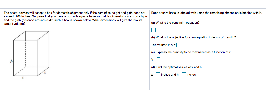 Solved Each square base is labeled with x and the remaining | Chegg.com