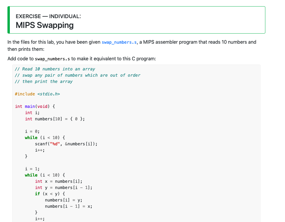 Solved EXERCISE INDIVIDUAL: MIPS Swapping In the files for | Chegg.com Solved EXERCISE INDIVIDUAL: MIPS Swapping In the files for | Chegg.com