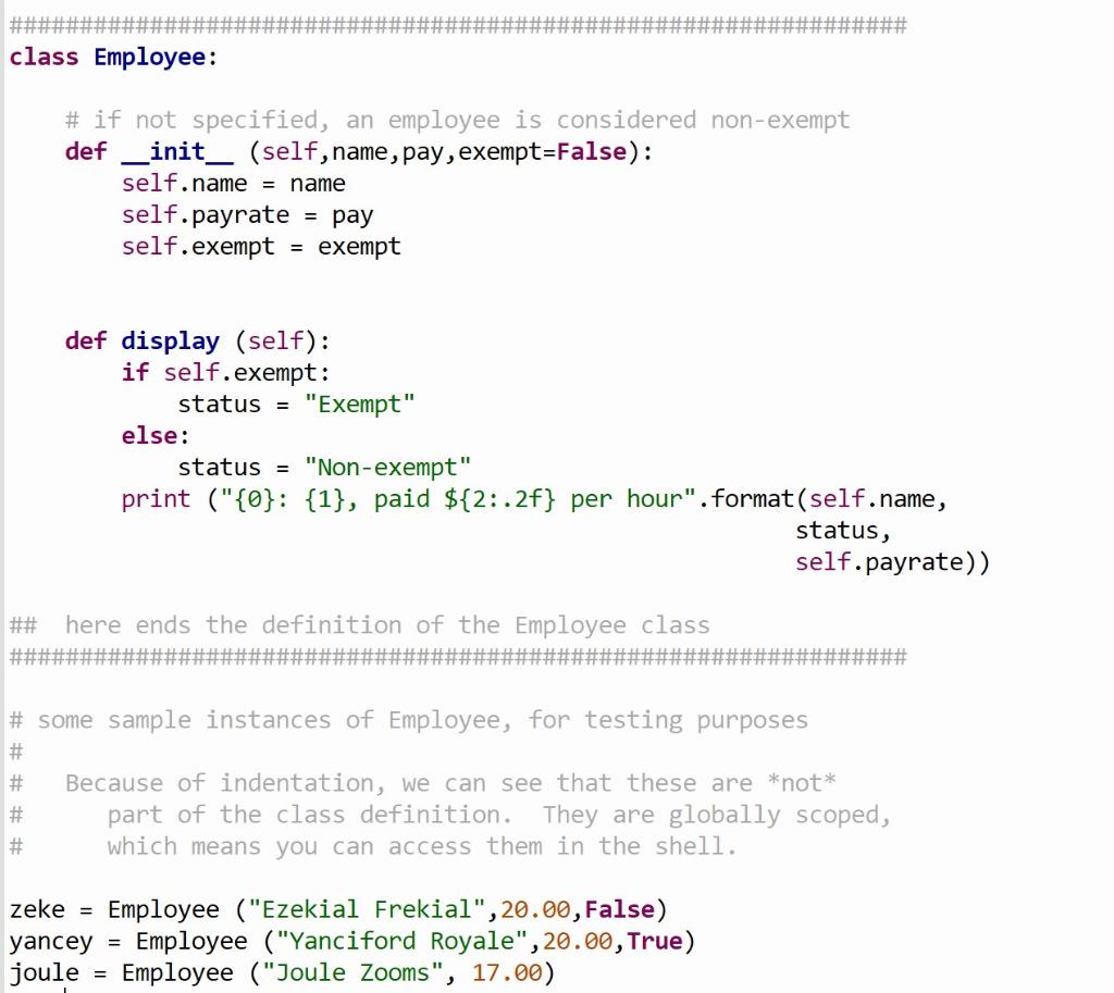 Solved Background: The Employee Class The file lab14.py | Chegg.com