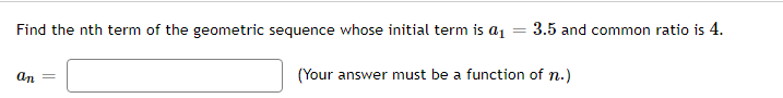 Solved Find the nth term of the geometric sequence whose | Chegg.com