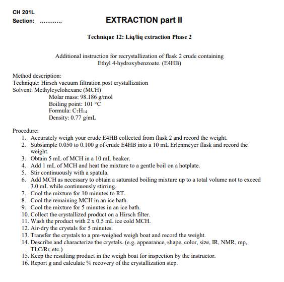 [Acid-Base Reaction / 3 Component Extraction Lab] | Chegg.com