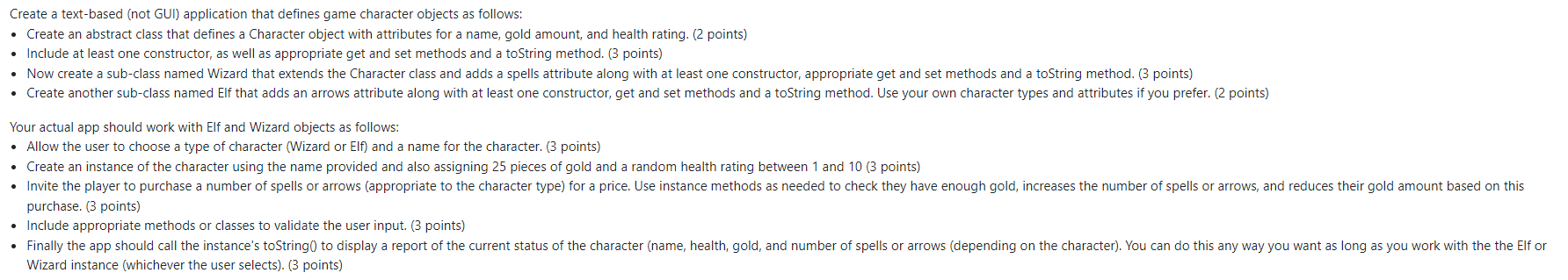 Solved Create a text-based (not GUI) application that | Chegg.com