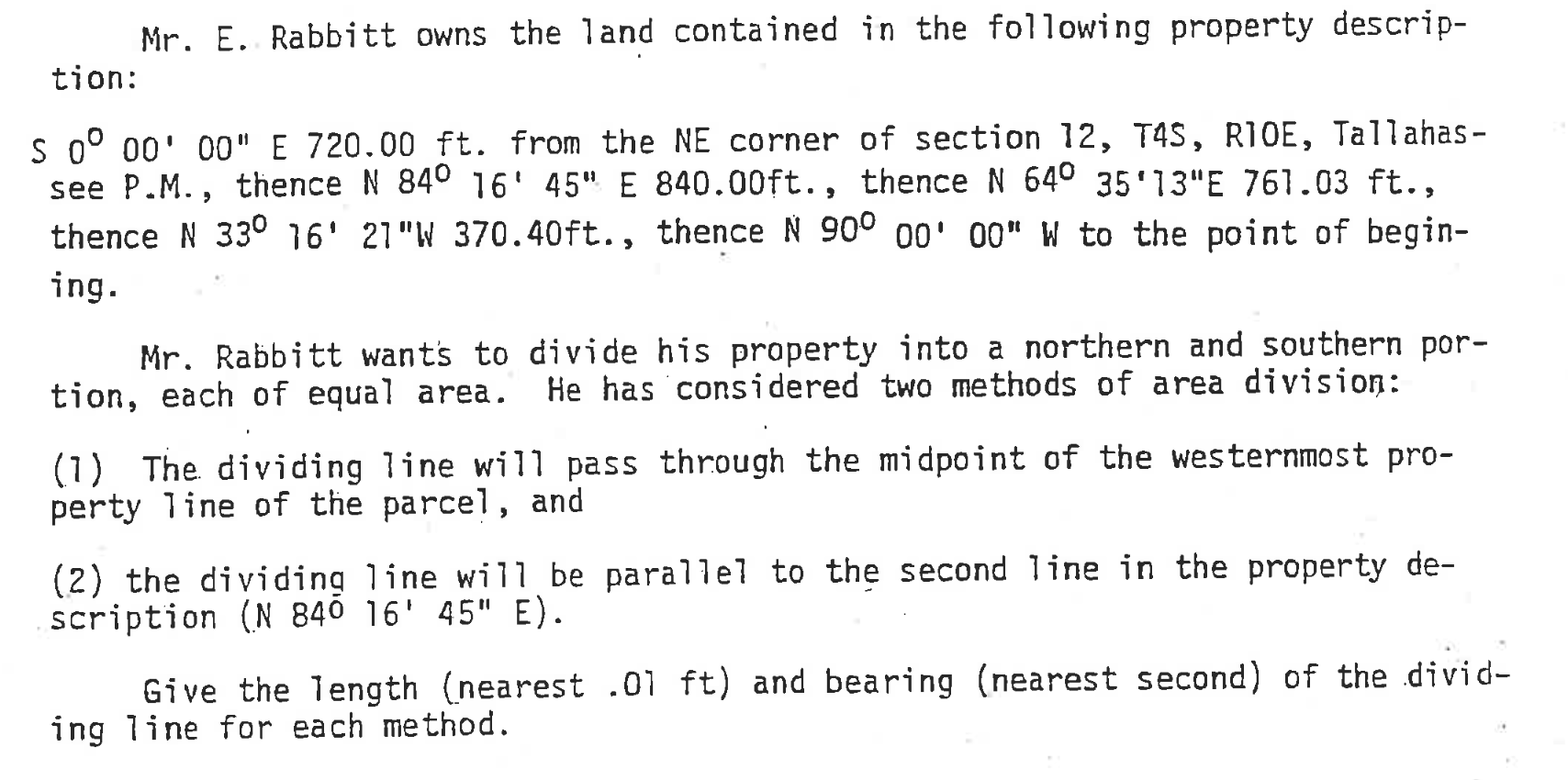 Mr. E. Rabbitt owns the land contained in the | Chegg.com