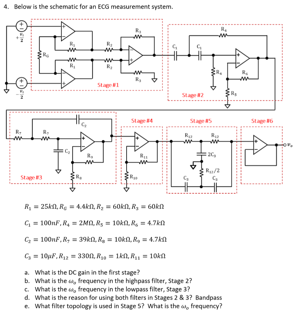 Solved 4. Below is the schematic for an ECG measurement | Chegg.com