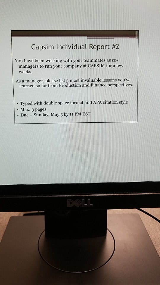 Solved Capsim Individual Report #2 You have been working | Chegg.com