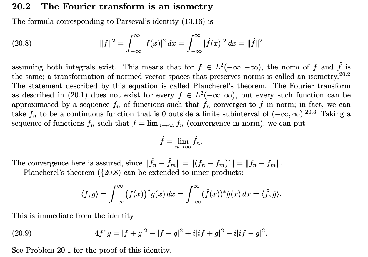 Solved 20.2 The Fourier transform is an isometry The formula | Chegg.com