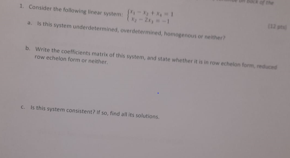 Solved 1. Consider the following linear system: a. Is this | Chegg.com