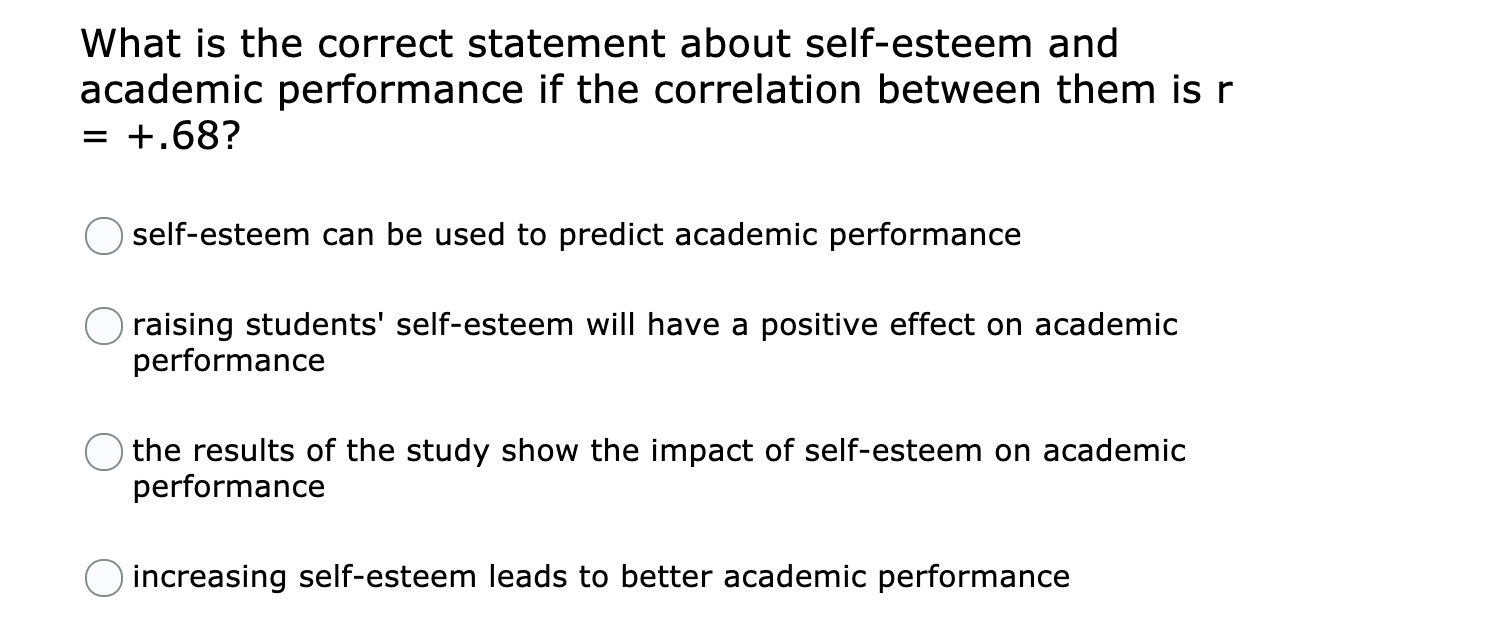 Solved What is the correct statement about self-esteem and | Chegg.com