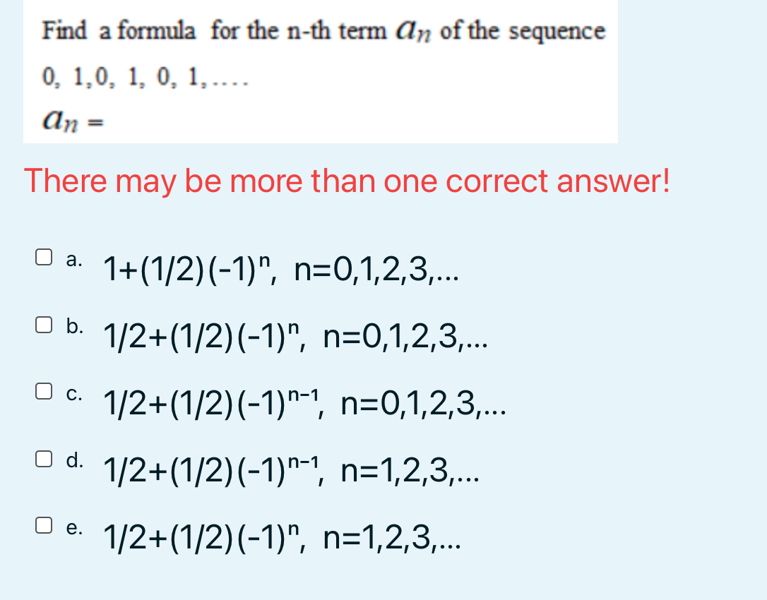 Solved Find a formula for the n-th term an of the sequence | Chegg.com