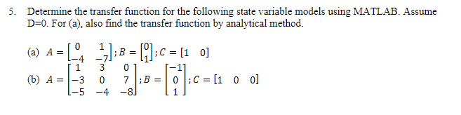Solved 5. Determine the transfer function for the following | Chegg.com