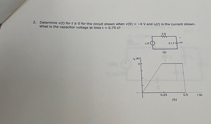 Solved 2. Determine v(t) for t≥0 for the circuit shown when | Chegg.com