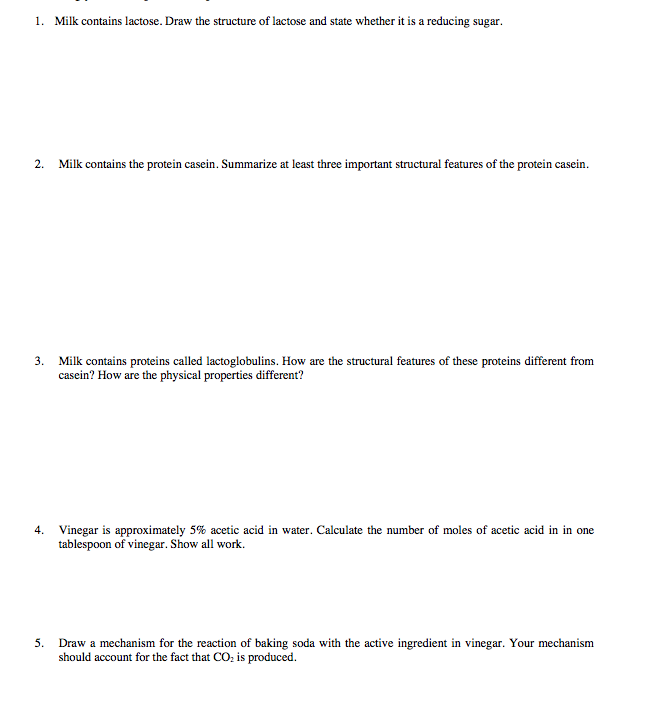 Solved 1. Milk contains lactose. Draw the structure of | Chegg.com