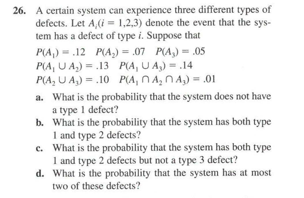 Solved 26. A certain system can experience three different | Chegg.com