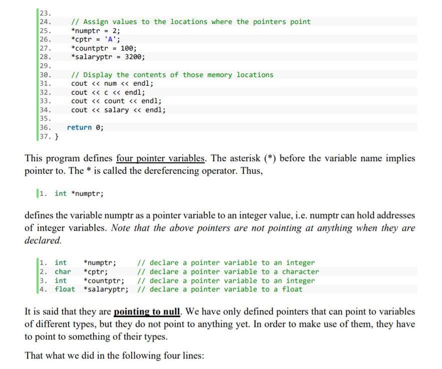 Solved Introduction to pointers Every byte in the computer's | Chegg.com