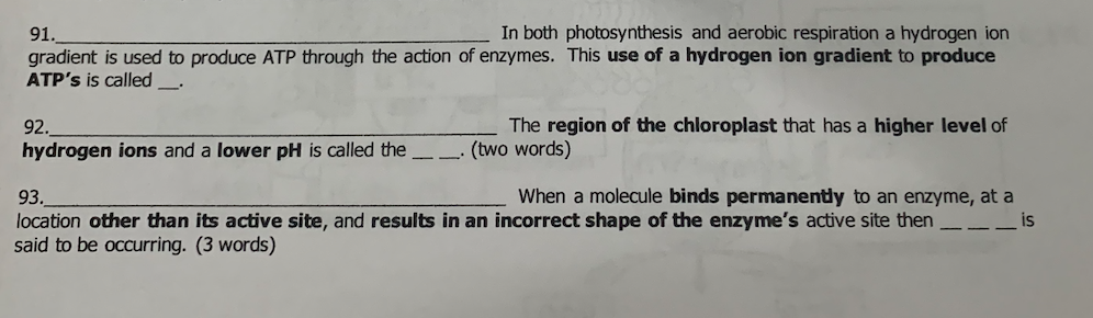 Solved 91. In both photosynthesis and aerobic respiration a | Chegg.com