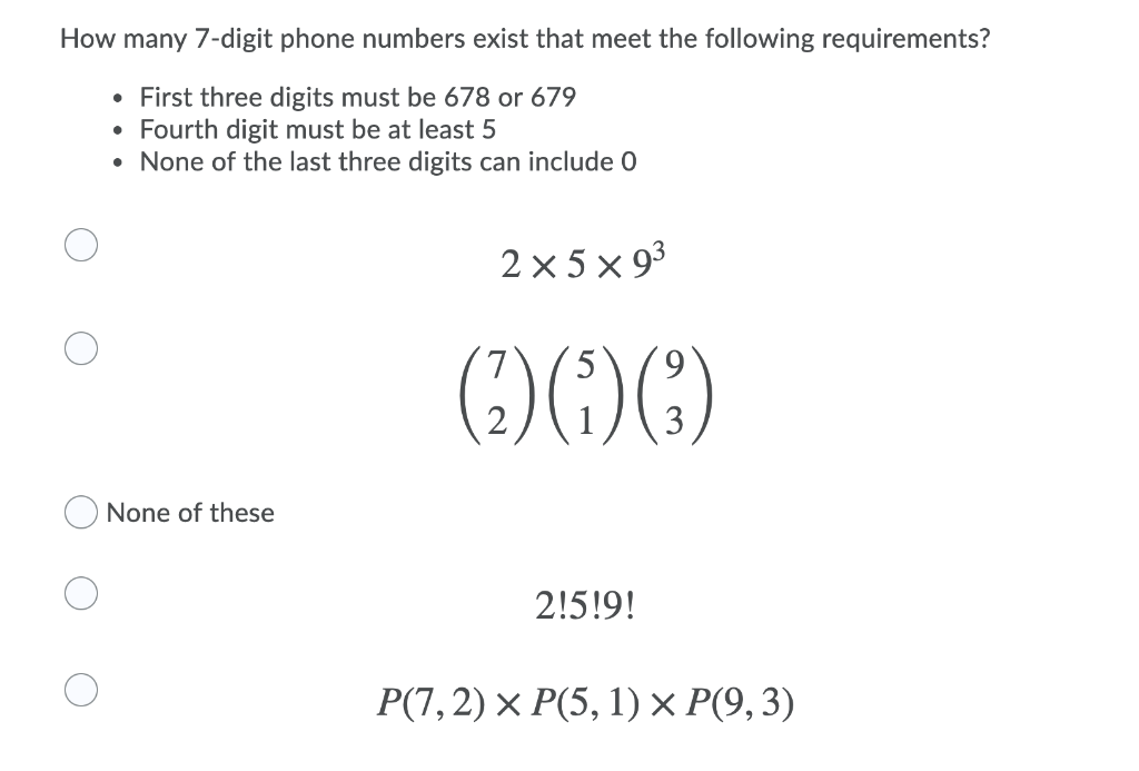 Solved How many 7-digit phone numbers exist that meet the | Chegg.com
