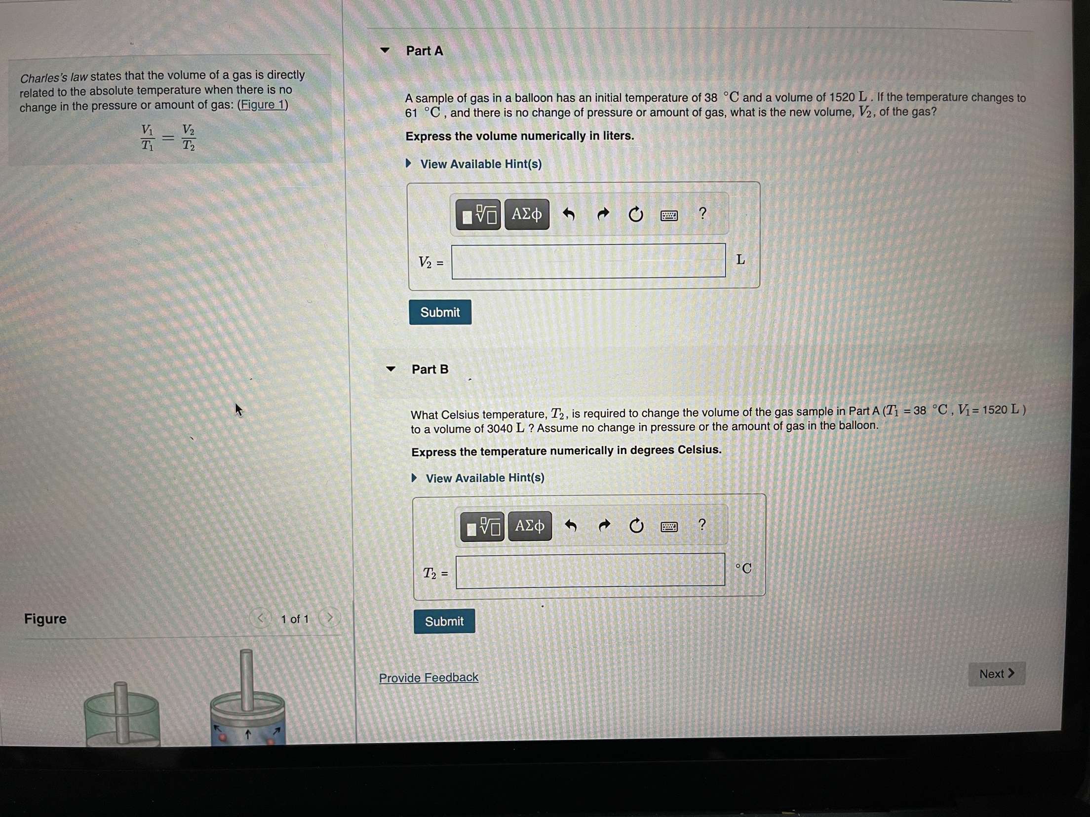 Solved Charles's law states that the volume of a gas is | Chegg.com