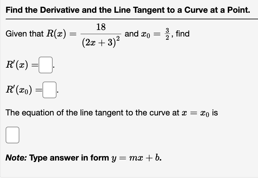 Solved Find the Derivative and the Line Tangent to a Curve | Chegg.com
