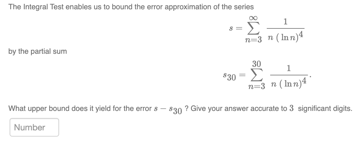 Solved The Integral Test enables us to bound the error | Chegg.com