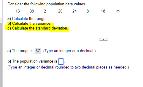 Solved Consider the following population data values. | Chegg.com