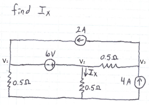 Solved Find Ix using nodal analysis without using the super | Chegg.com