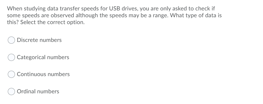Solved When studying data transfer speeds for USB drives, | Chegg.com