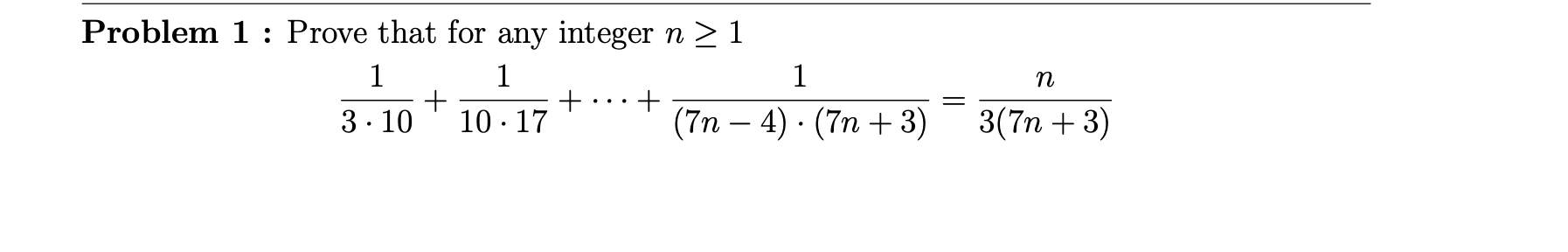 Solved Problem 1 : Prove that for any integer n≥1 | Chegg.com