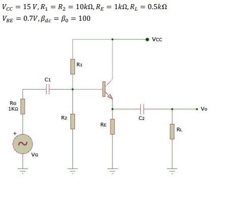 Solved In the circuit given in the figure, Vcc = 15V, R1 = | Chegg.com