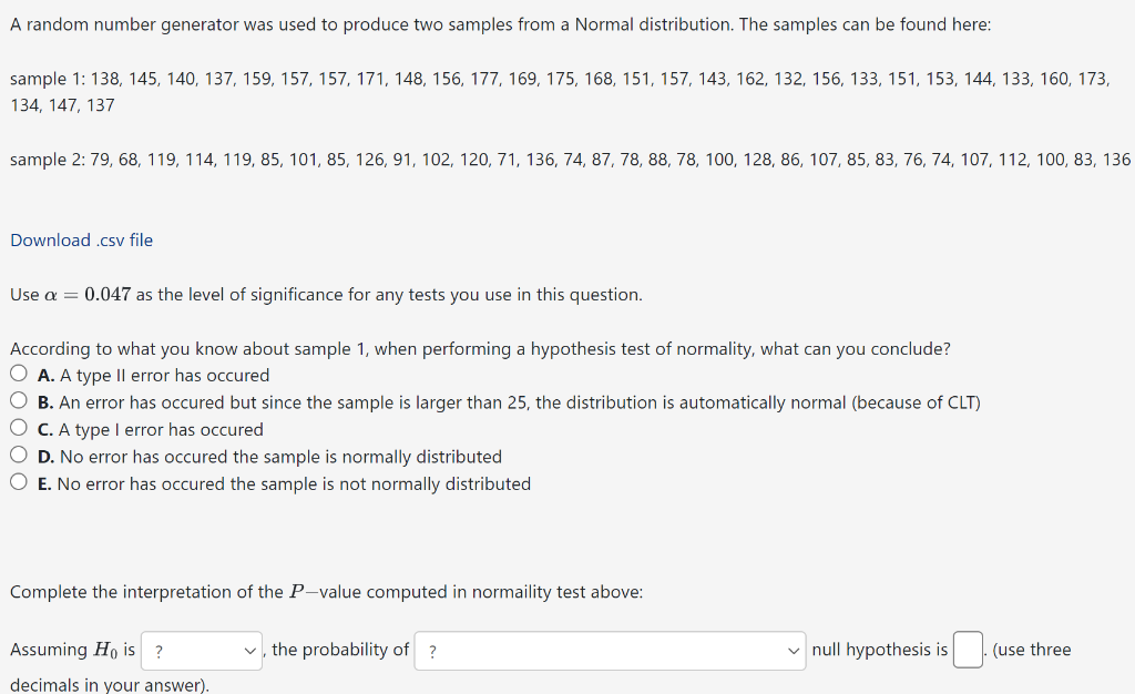 Solved A Random Number Generator Was Used To Produce Two 