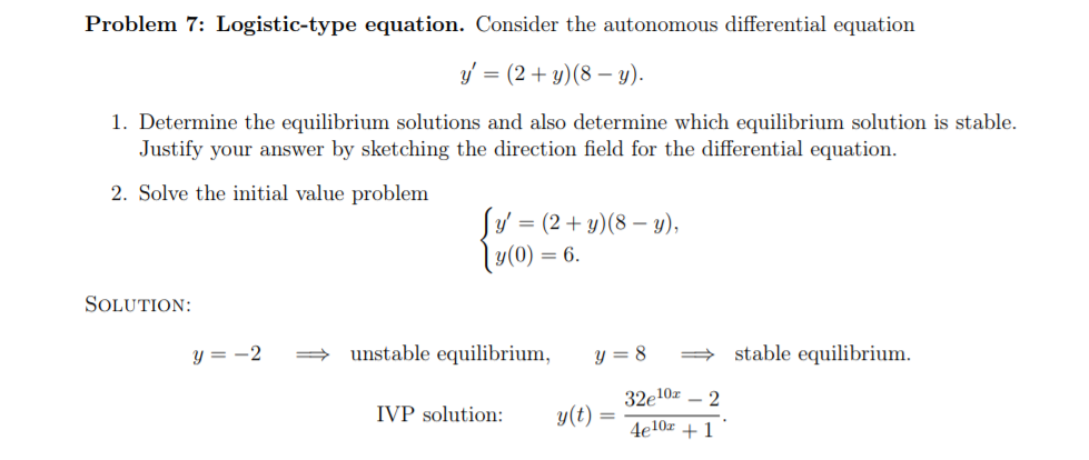 Solved Problem 7: Logistic-type equation. Consider the | Chegg.com