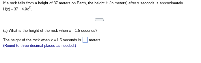 Solved If a rock falls from a height of 37 ﻿meters on Earth, | Chegg.com