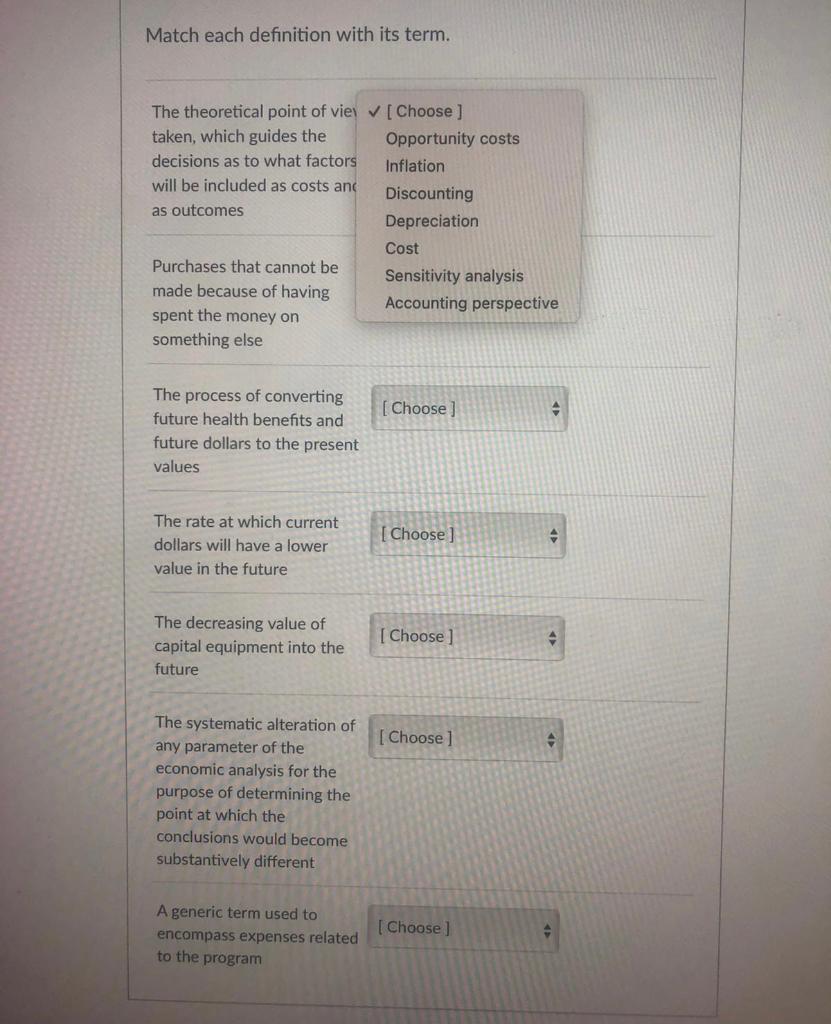Solved Match each definition with its term. The theoretical | Chegg.com