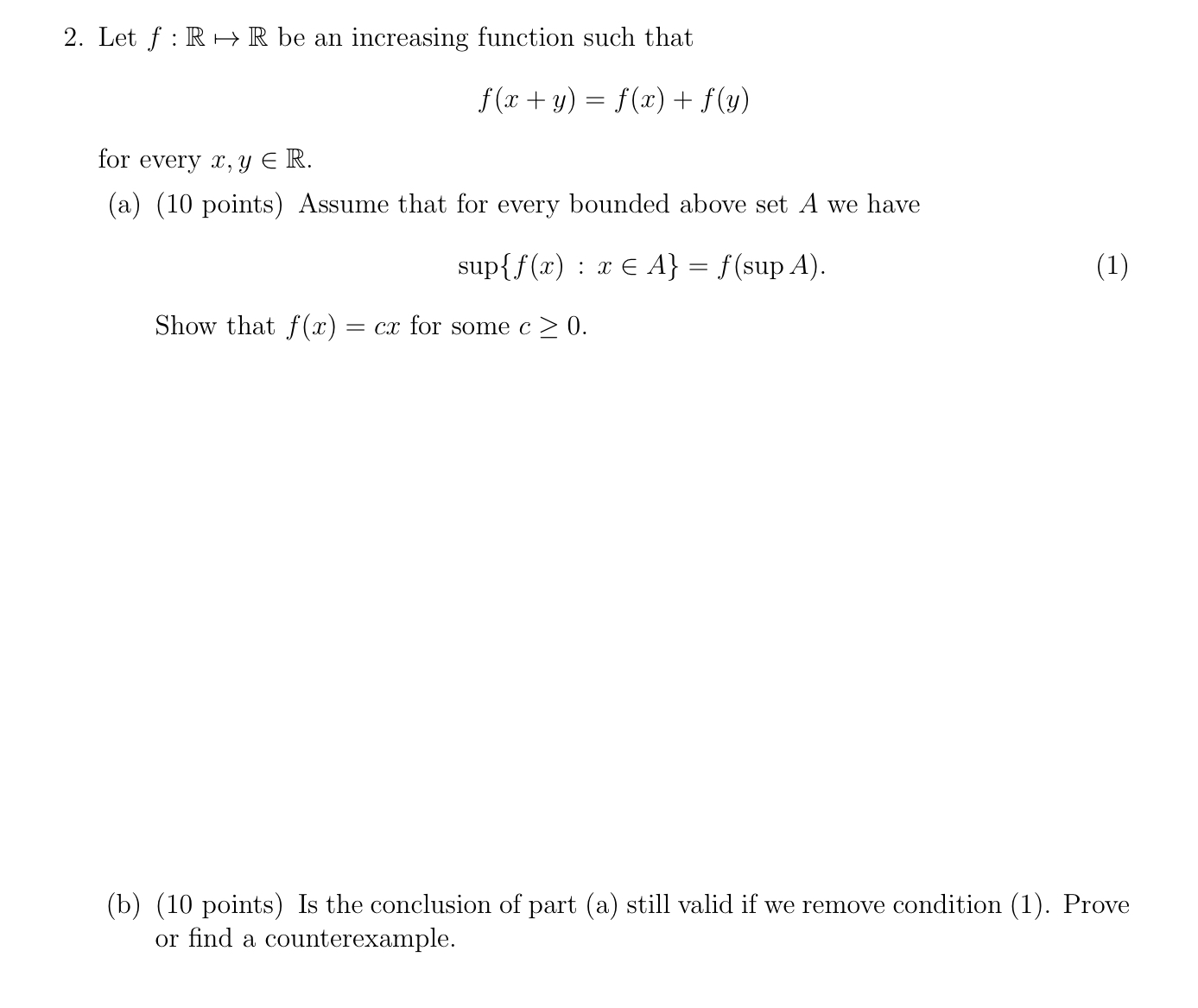 Solved Let f:R|→R ﻿be an increasing function such | Chegg.com