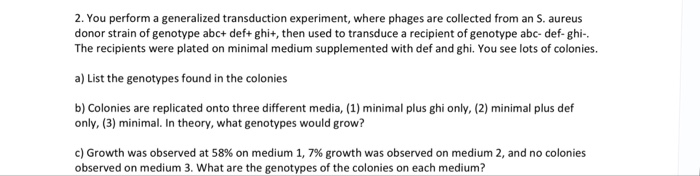 Solved You perform a generalized transduction experiment, | Chegg.com