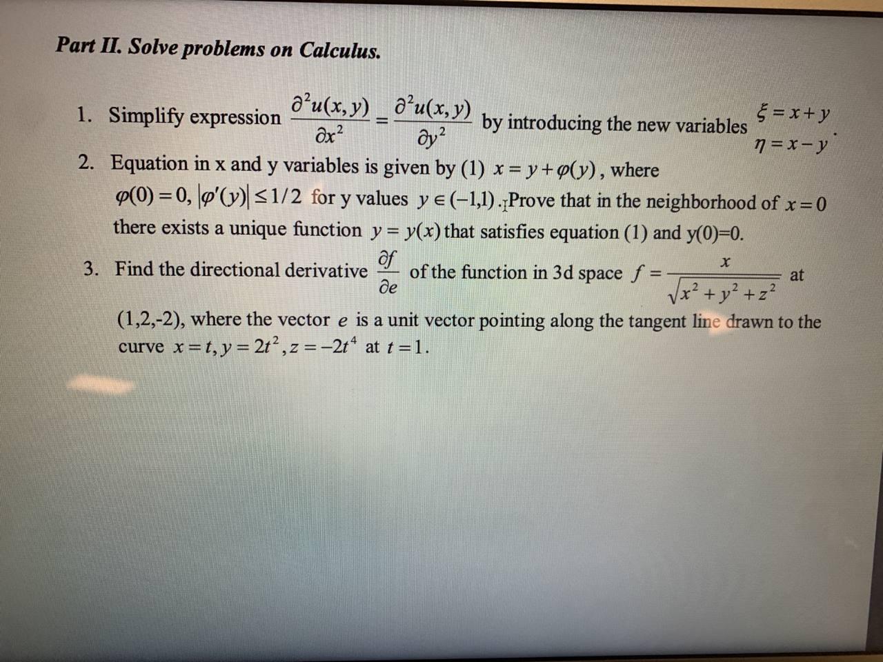 Solved Part II. Solve problems on Calculus. 1. Simplify | Chegg.com