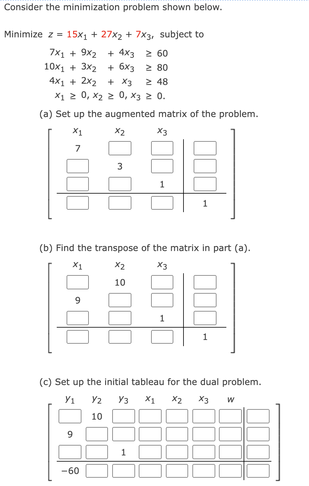 Solved Consider the minimization problem shown below. | Chegg.com