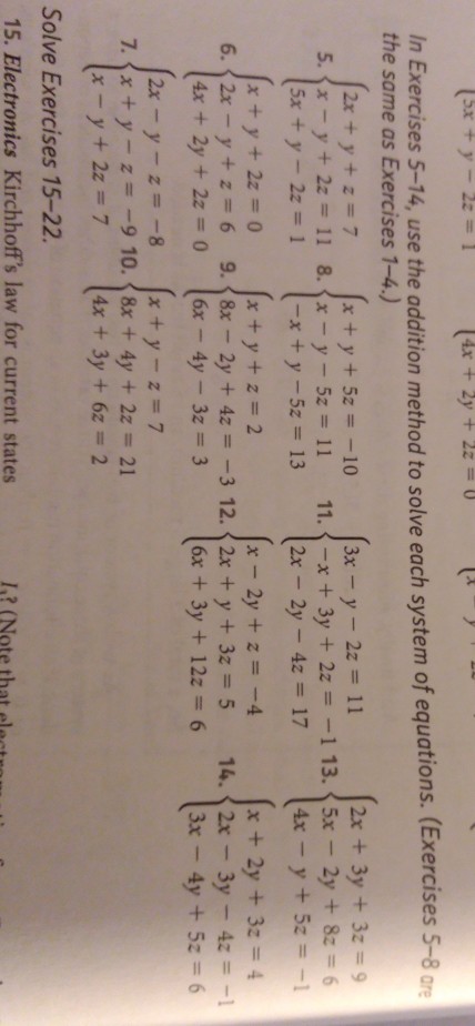 Solved In Exercises 5-14, use the addition method to solve | Chegg.com