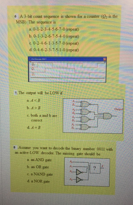 Solved A 3-bit count sequence is shown for a counter (Q_2 is | Chegg.com