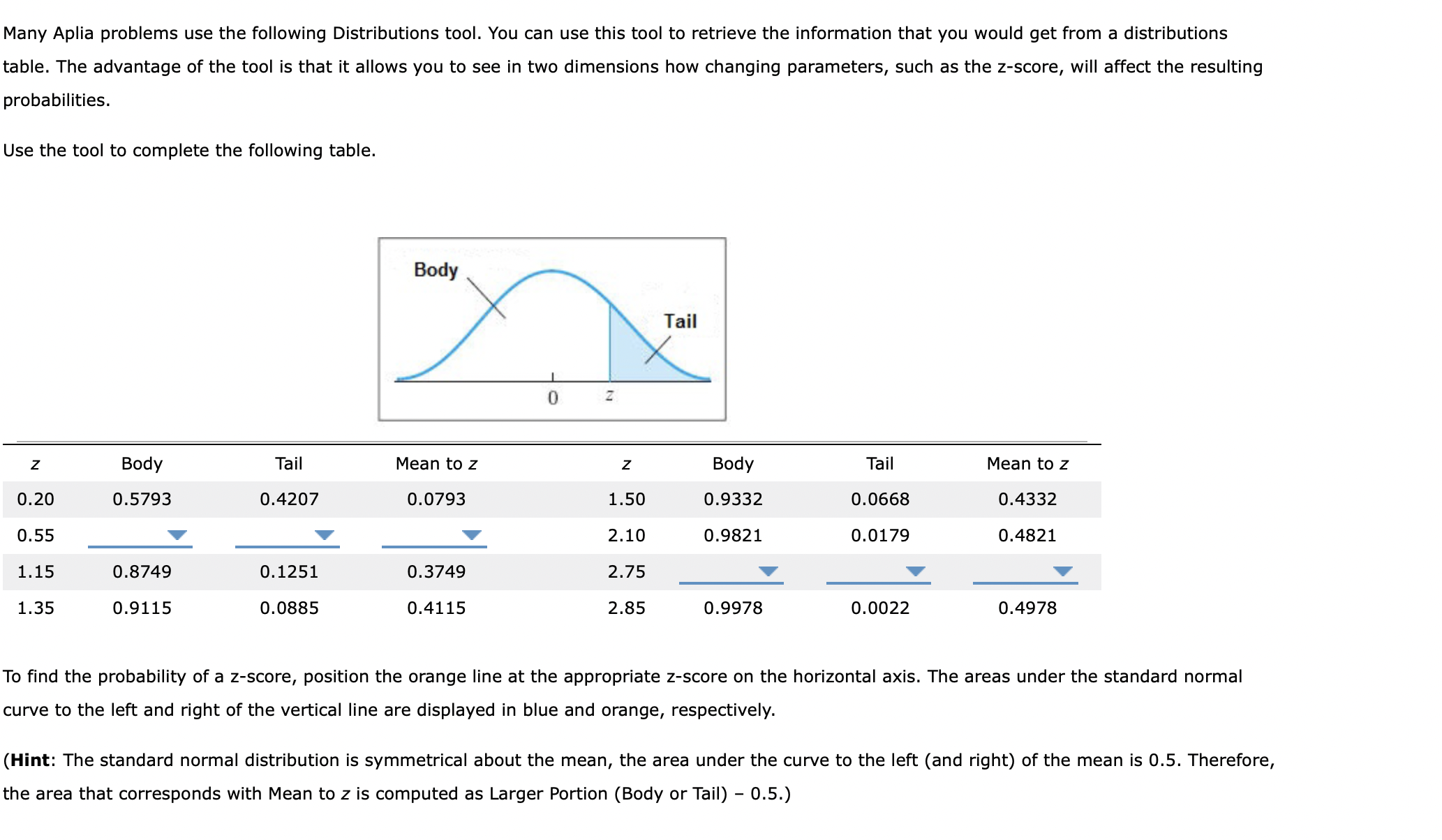 Solved Many Aplia problems use the following Distributions | Chegg.com