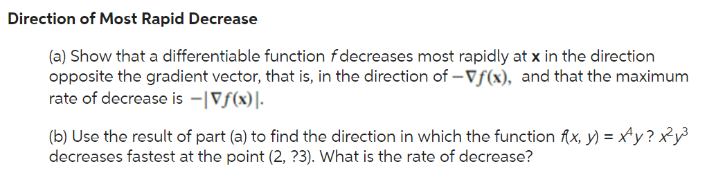 Solved irection of Most Rapid Decrease (a) Show that a | Chegg.com