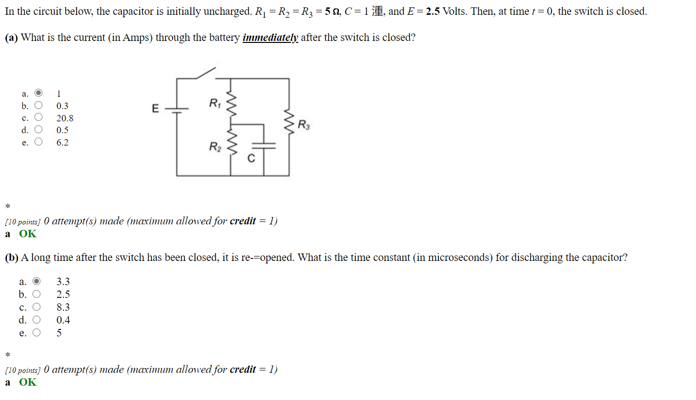 Solved In the circuit below, the capacitor is initially | Chegg.com